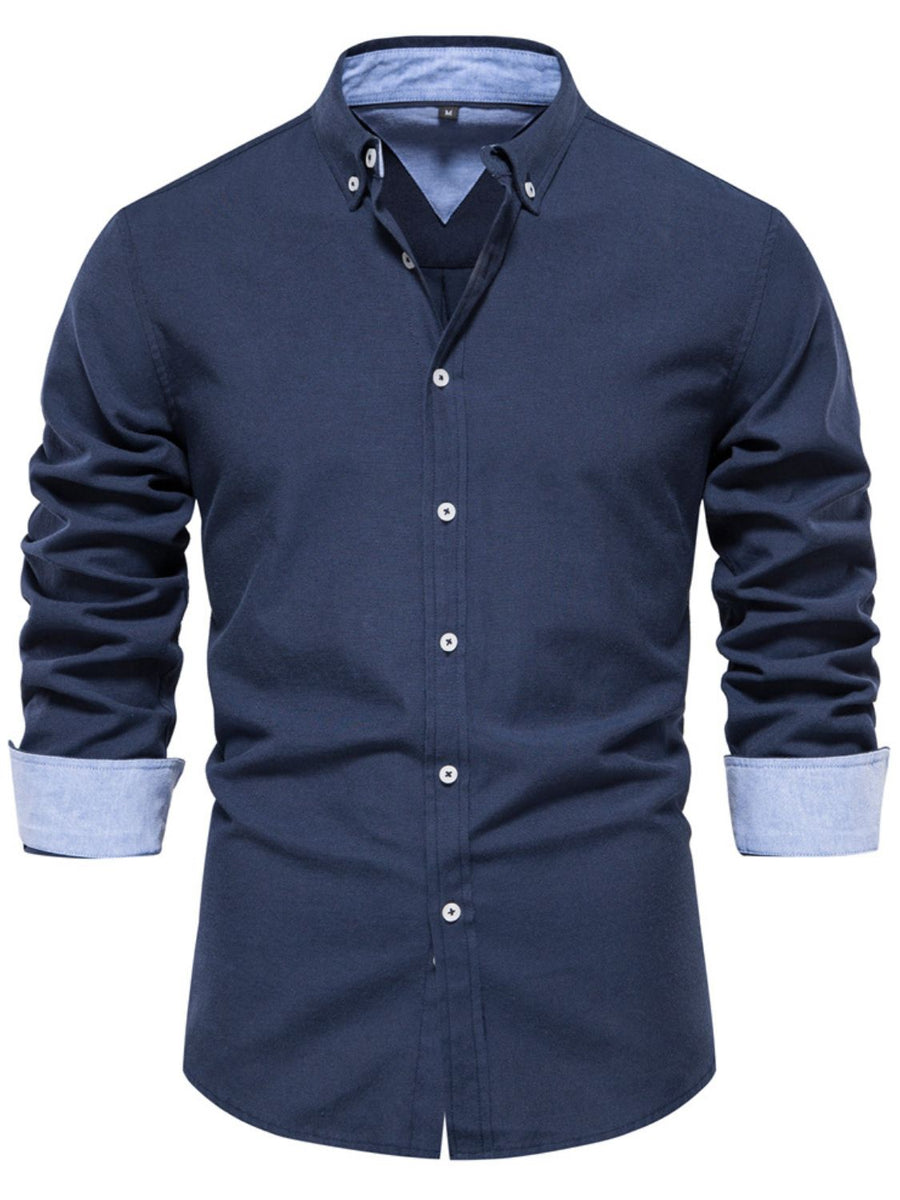 Men's Button-Down Collared Neck Two-Tone Shirt | Cruisin Essentials